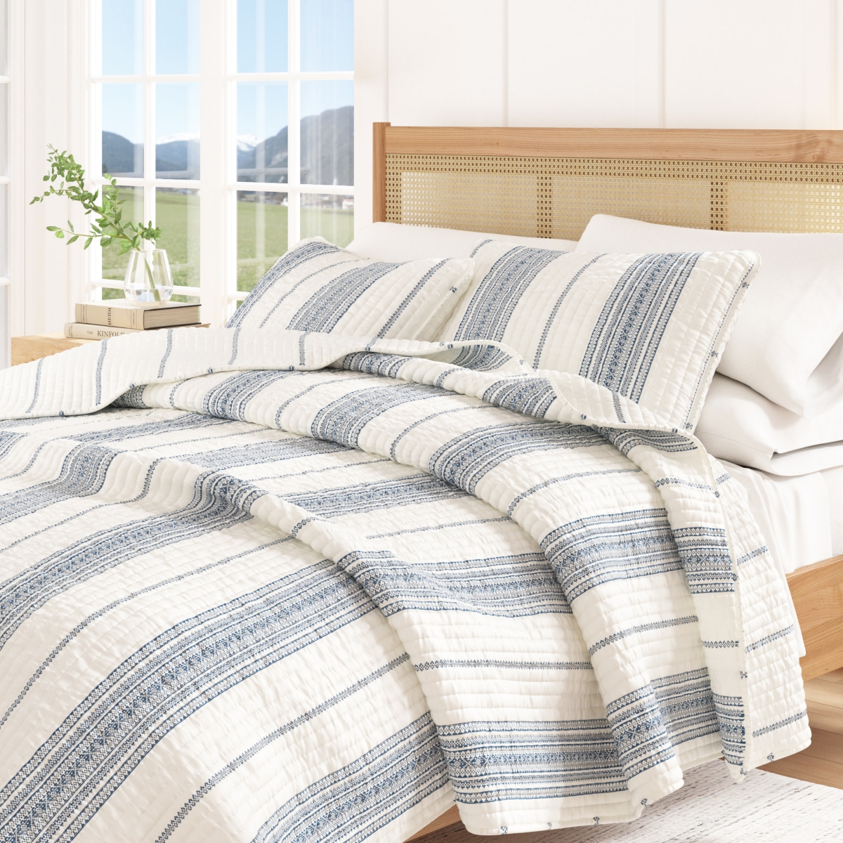 Click here for Linery & Co. Farmhouse Stripe Microfiber Quilt Set... prices