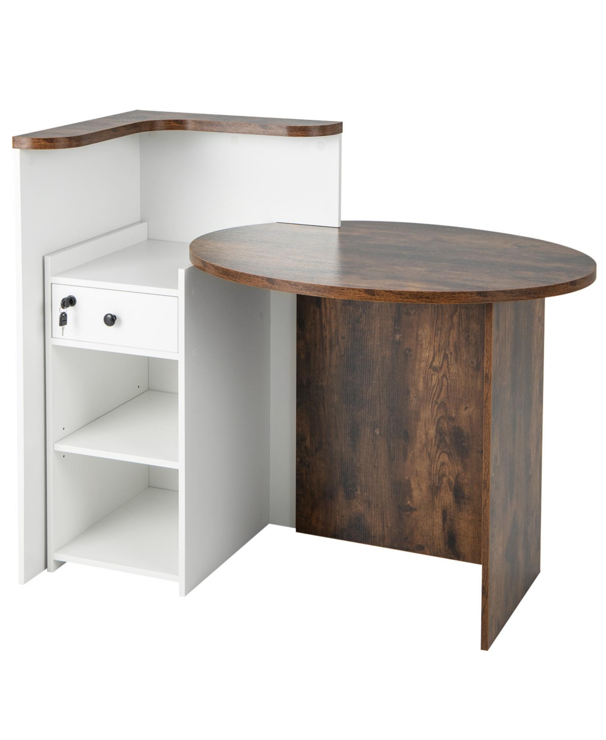 Click here for Front Reception Office Desk with Open Shelf and Lo... prices