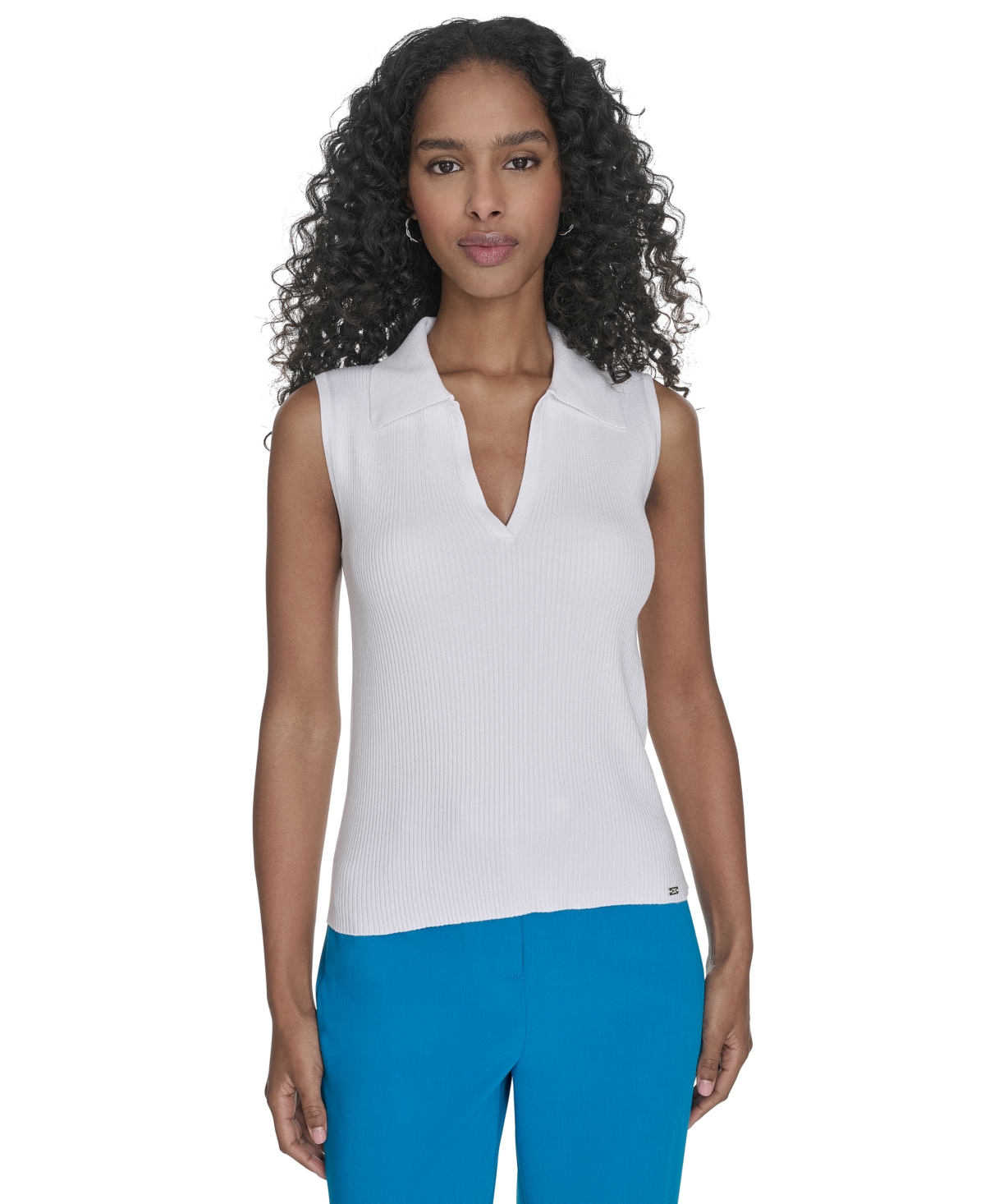 Click here for Calvin Klein Womens Johnny-Collar Sleeveless Sweat... prices