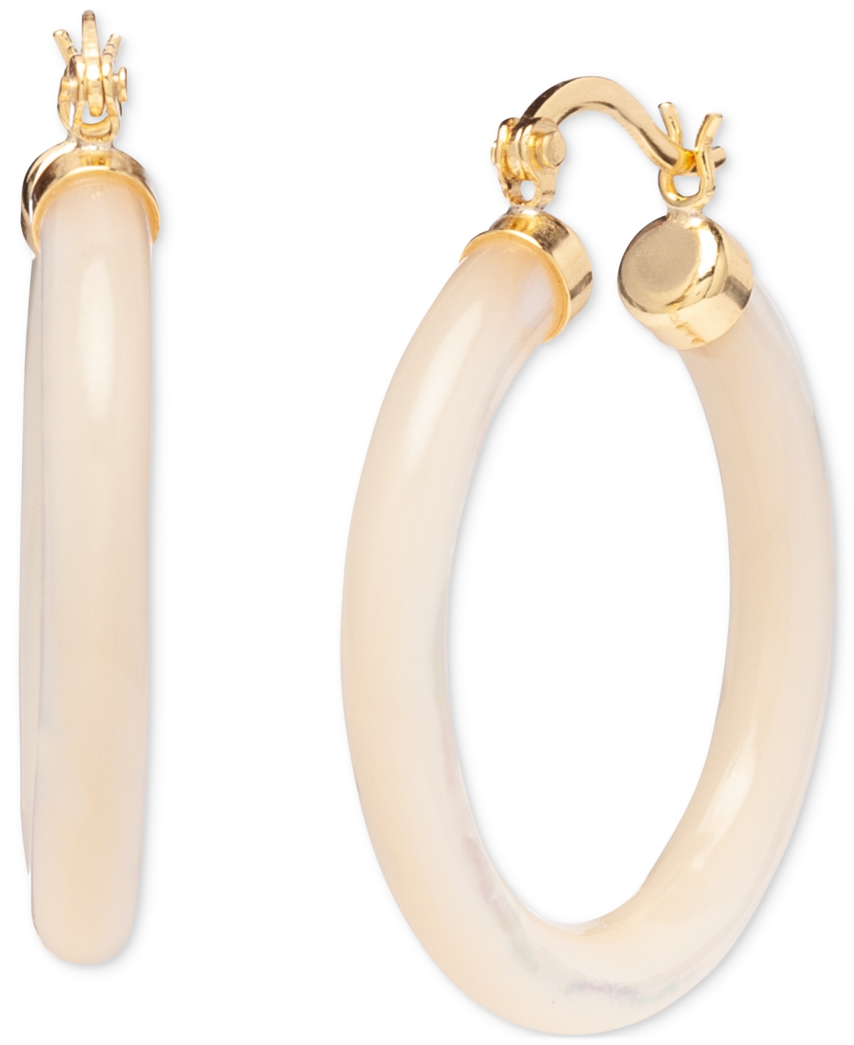 Click here for Mother-of-Pearl Tubular Medium Hoop Earrings in 18... prices