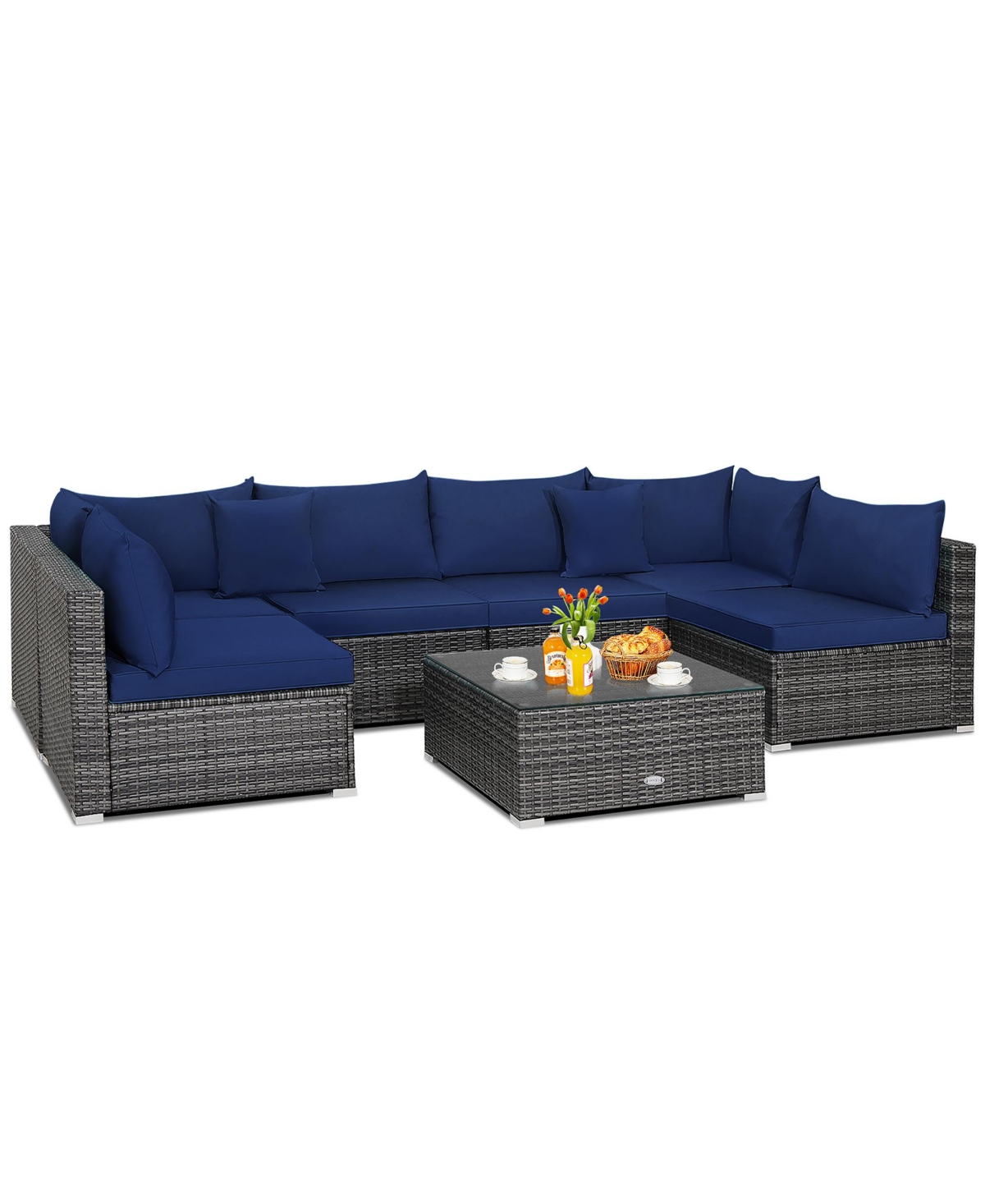 Click here for 7PCS Patio Rattan Furniture Set Sectional Sofa Cus... prices