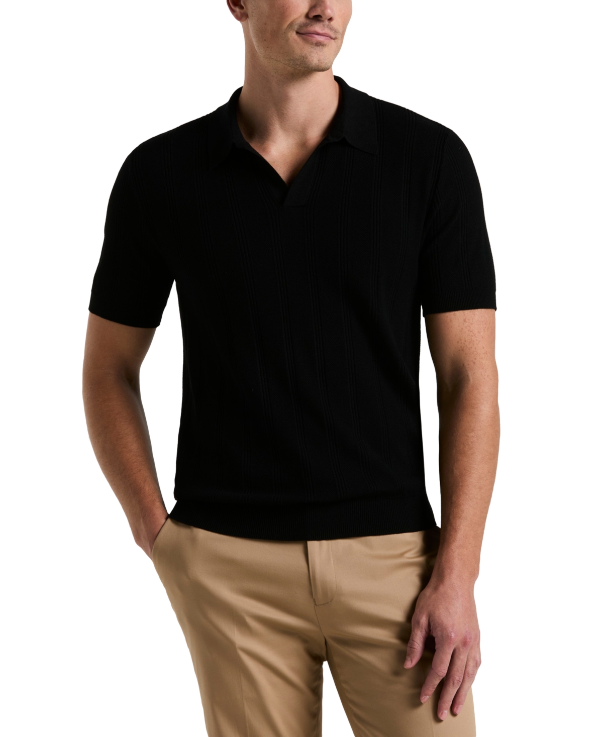 Click here for Perry Ellis Mens Johnny Collar Stripe Polo Shirt -... prices