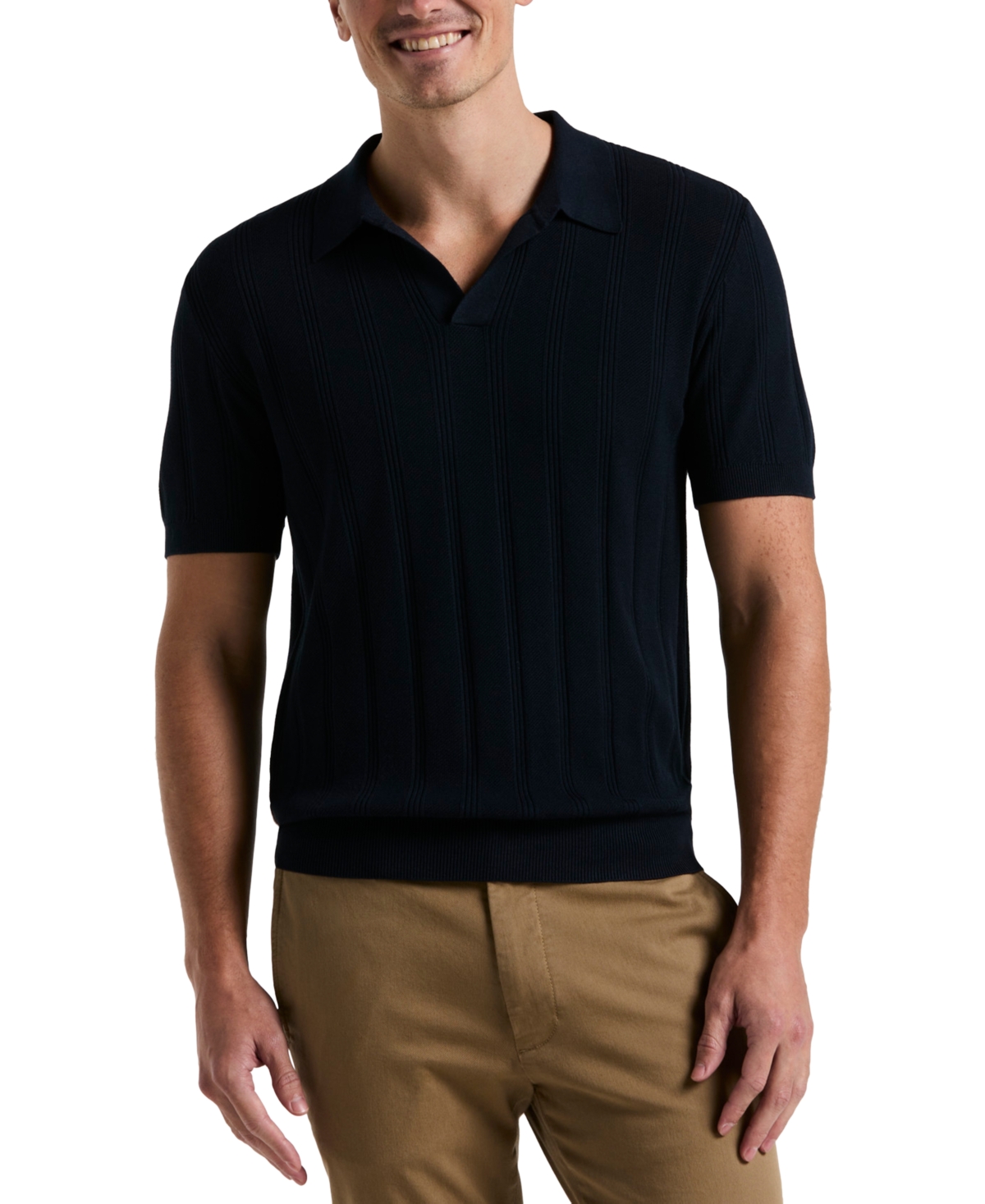 Click here for Perry Ellis Mens Johnny Collar Stripe Polo Shirt -... prices