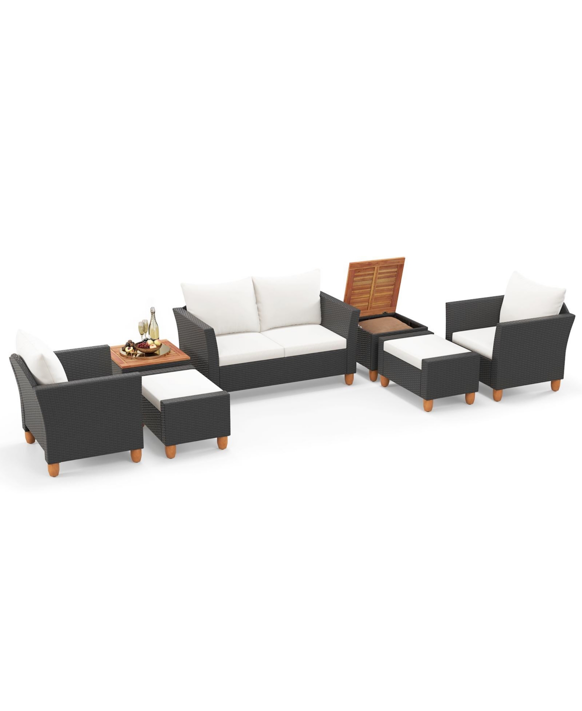 Click here for 7 Pieces Patio Furniture Pe Rattan Sectional Sofa... prices