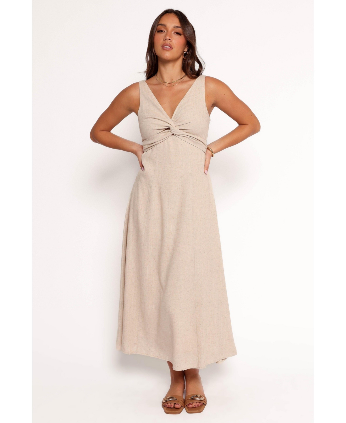 Click here for Petal and Pup Womens Archer Midi Dress - Oatmeal prices