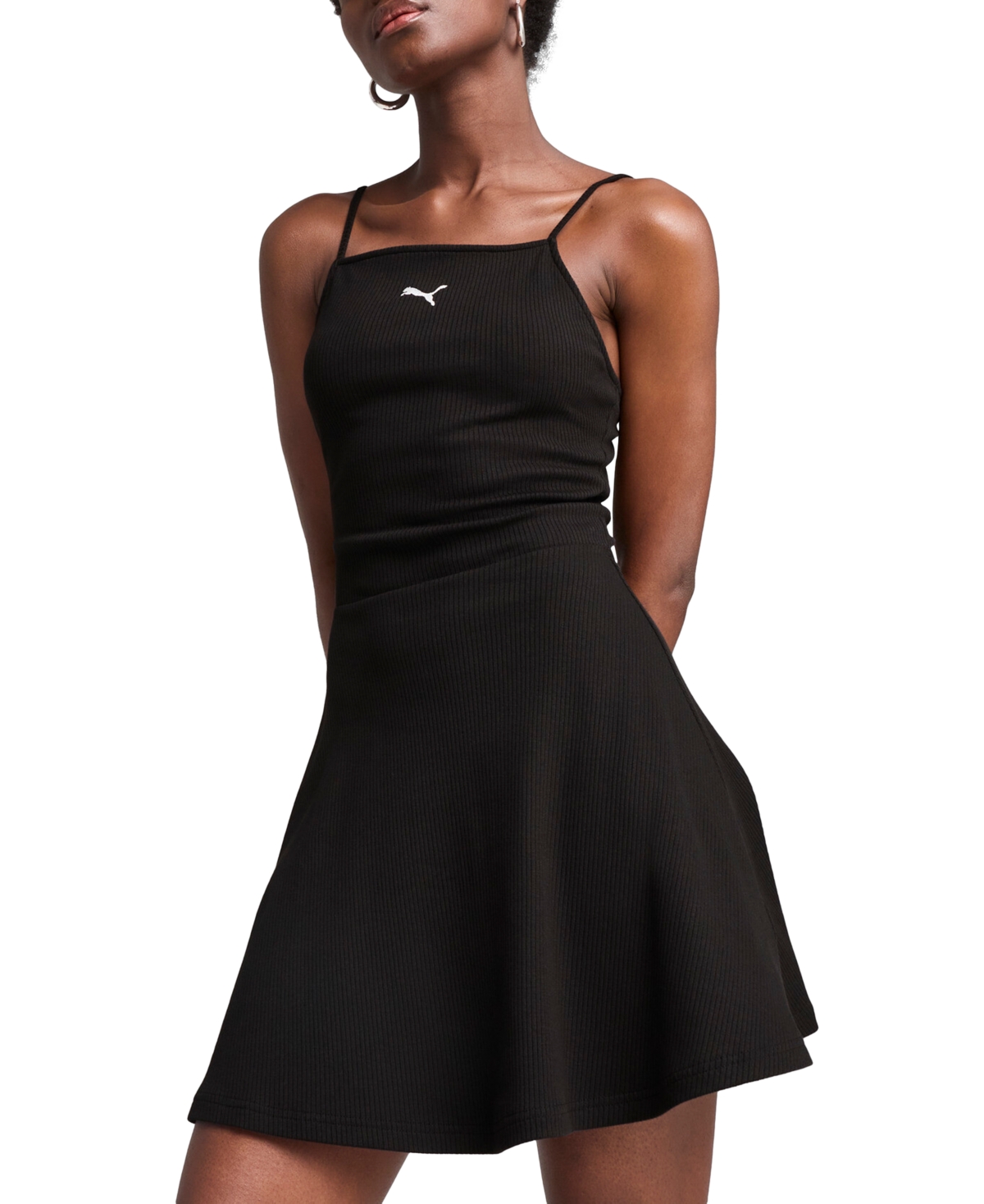 Click here for Puma Womens Ribbed Square-Neck Flared Mini Dress -... prices