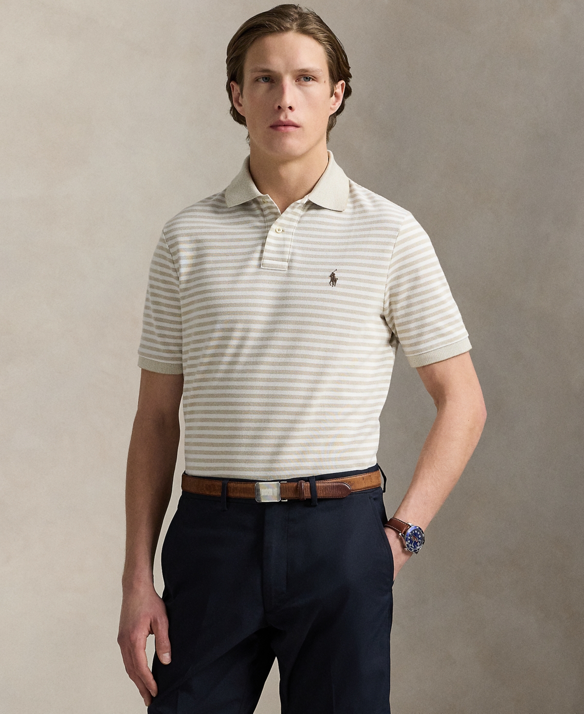 Click here for Polo Ralph Lauren Mens Classic-Fit Striped Mesh Po... prices