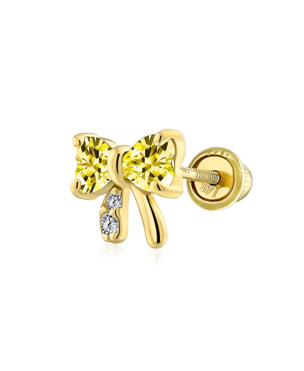 Click here for Bling Jewelry 14K Real Gold Small Bow 1 Piece Stud... prices