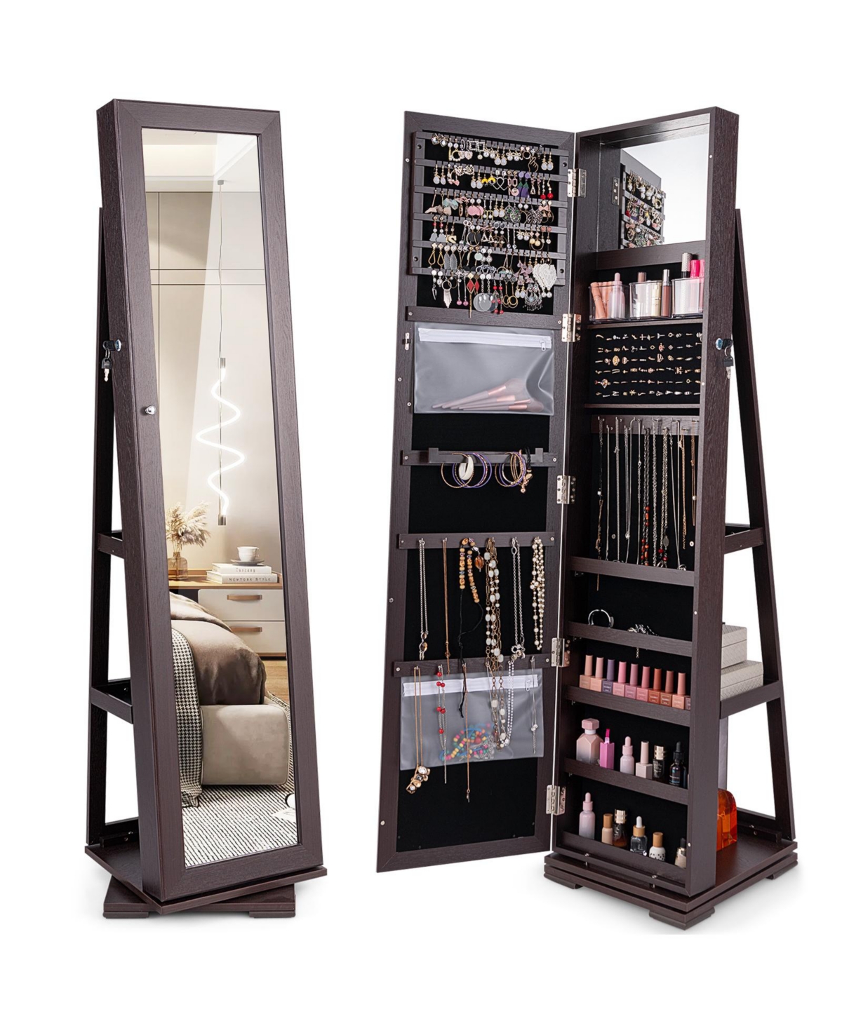 Click here for 360° Rotatable 2-in-1 Lockable Jewelry Cabine... prices