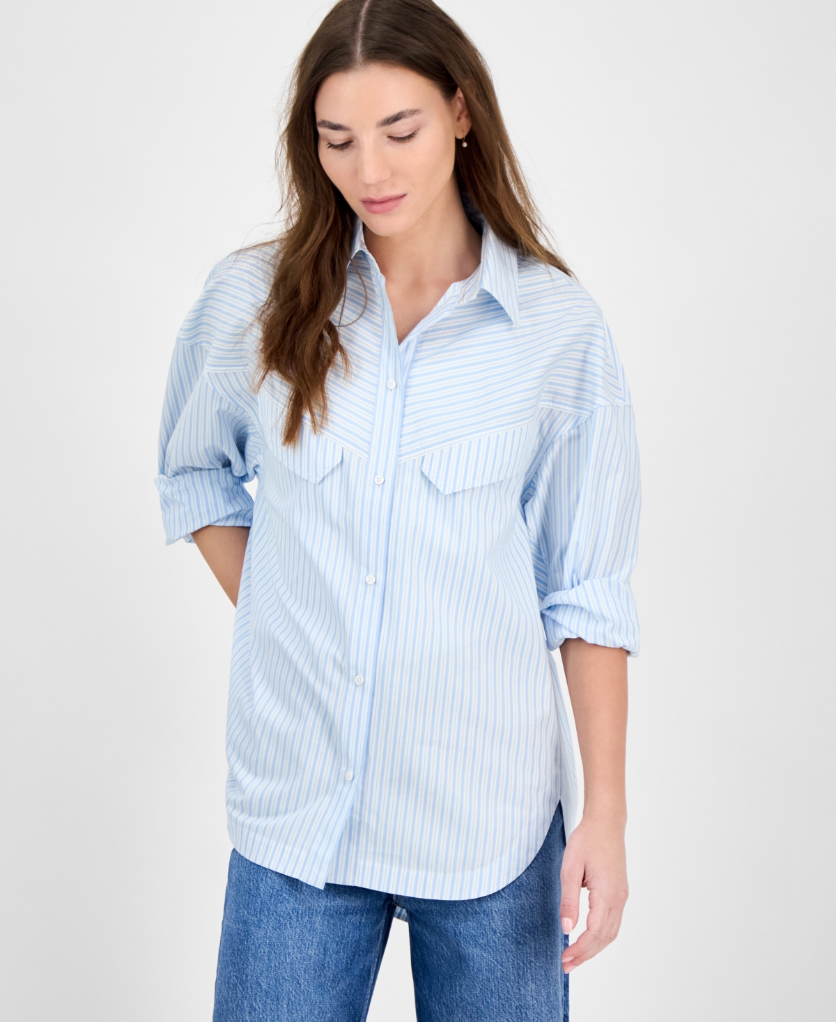 Click here for Boss Orange Womens Oversized Cotton Poplin Shirt -... prices