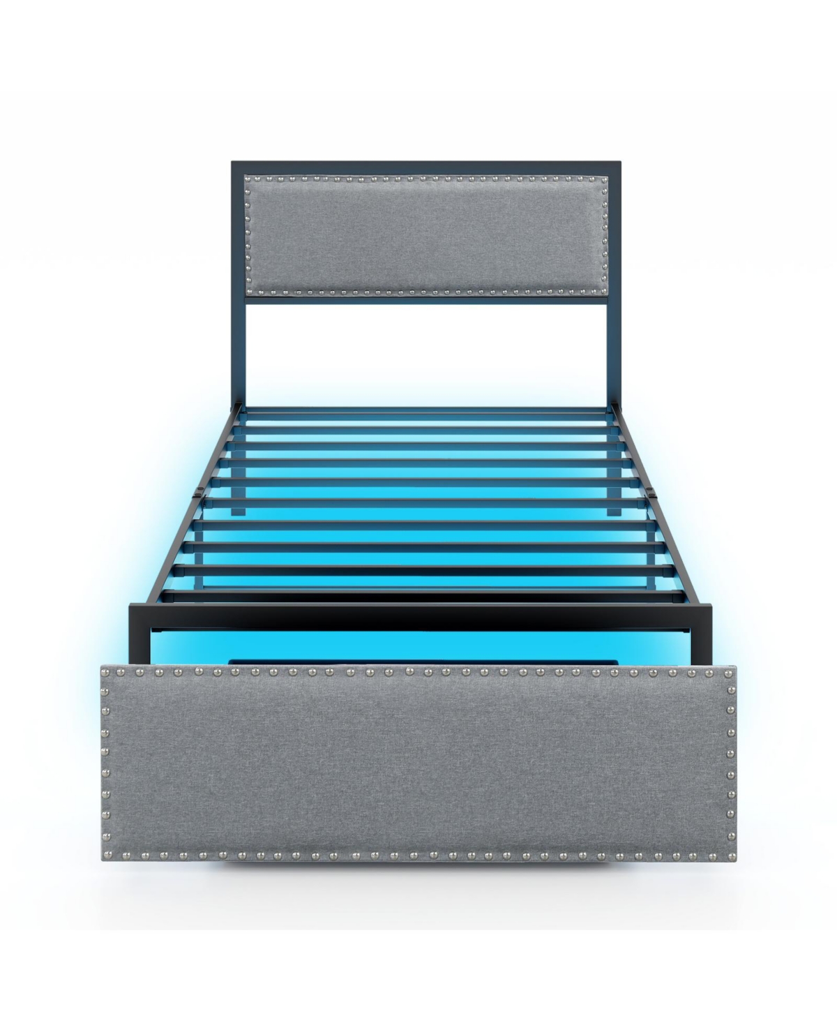 Click here for Twin Size Bed Frame with Led Lights Drawer and Met... prices
