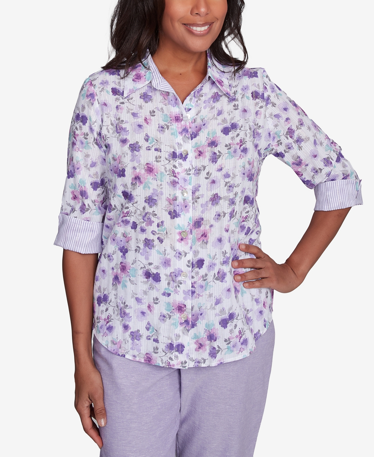 Click here for Alfred Dunner Womens Crystal Springs Floral Contra... prices
