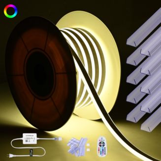 DELight 50FT RGB Neon Rope Lights with 2" Plastic U Channel System ...