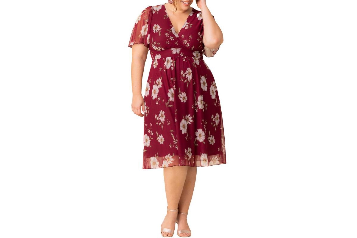 Click here for Kiyonna Plus Size Margot Mesh Cocktail Dress - Ras... prices