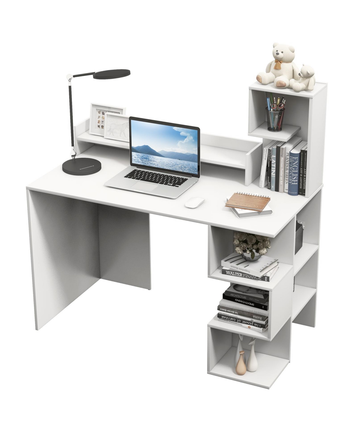 Click here for Modern Computer Desk with Storage Bookshelf and Hu... prices