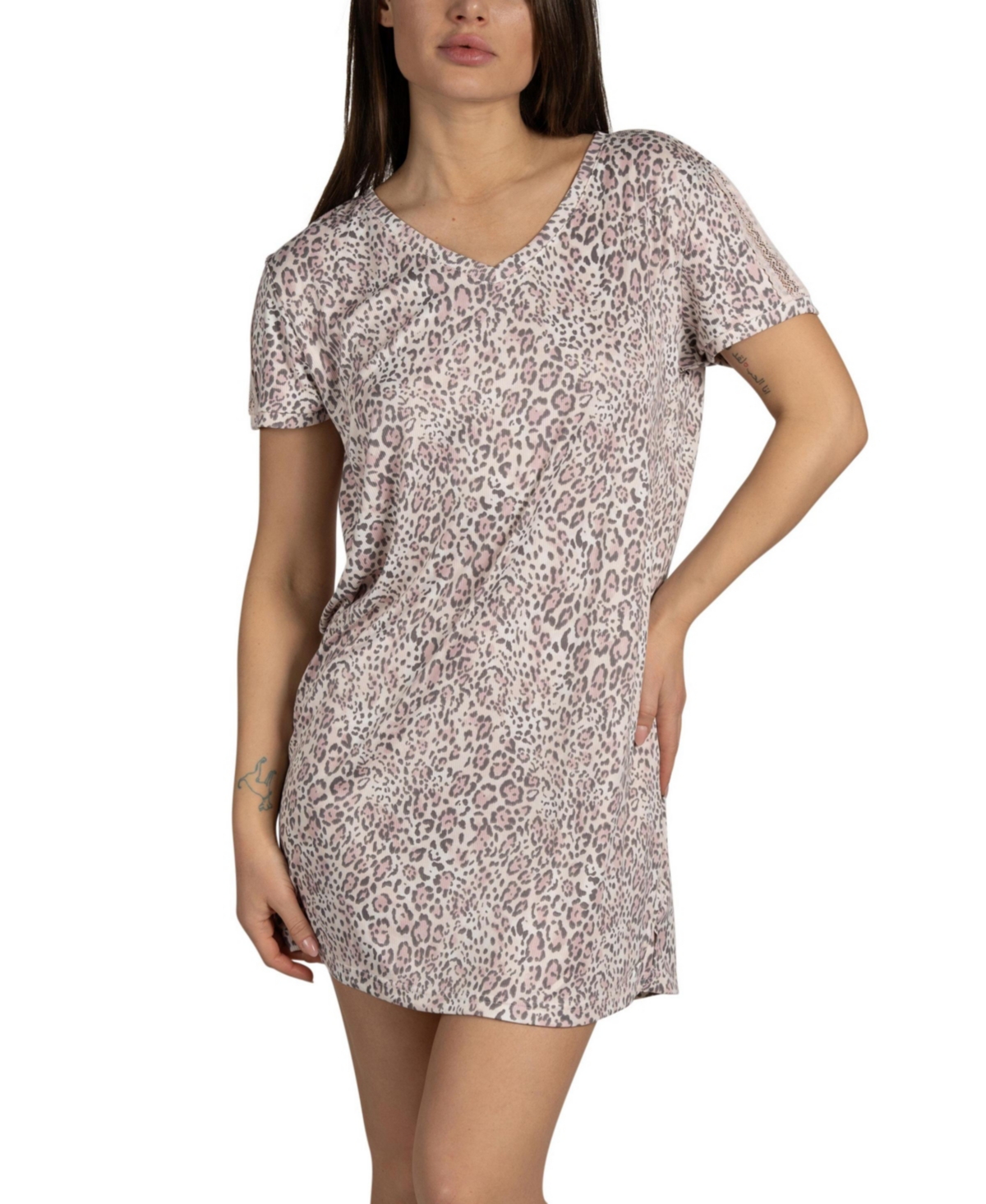 Click here for Tahari Womens Short Sleeve V-Neck Ribbed Nightshir... prices