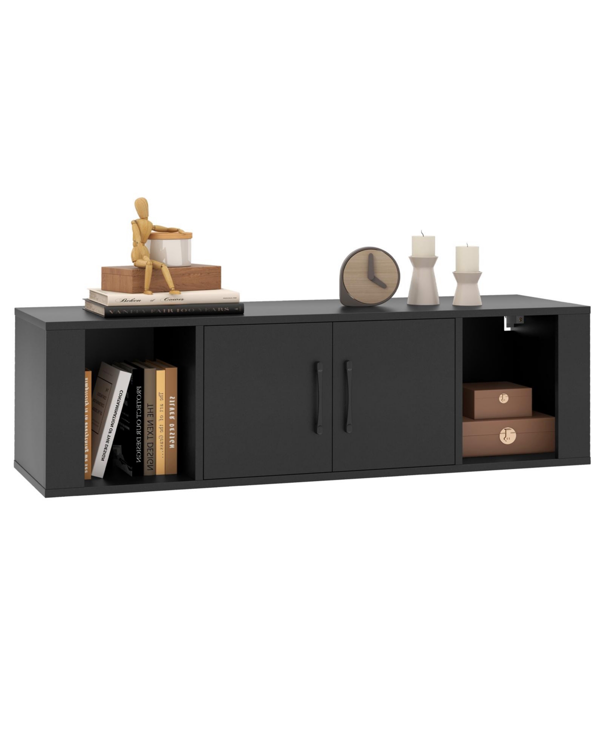 Click here for Wall Mounted Floating 2 Door Desk Hutch Storage Sh... prices