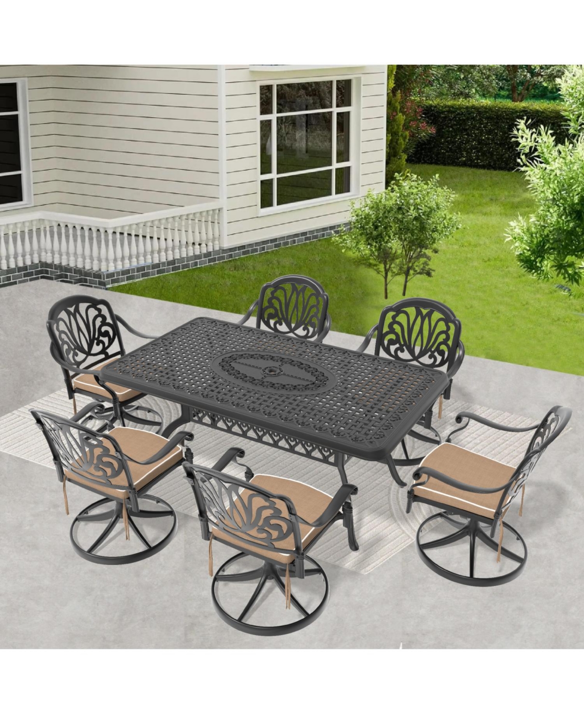 Click here for Streamdale 7-pc Cast Aluminum Dining Set  6 Swivel... prices