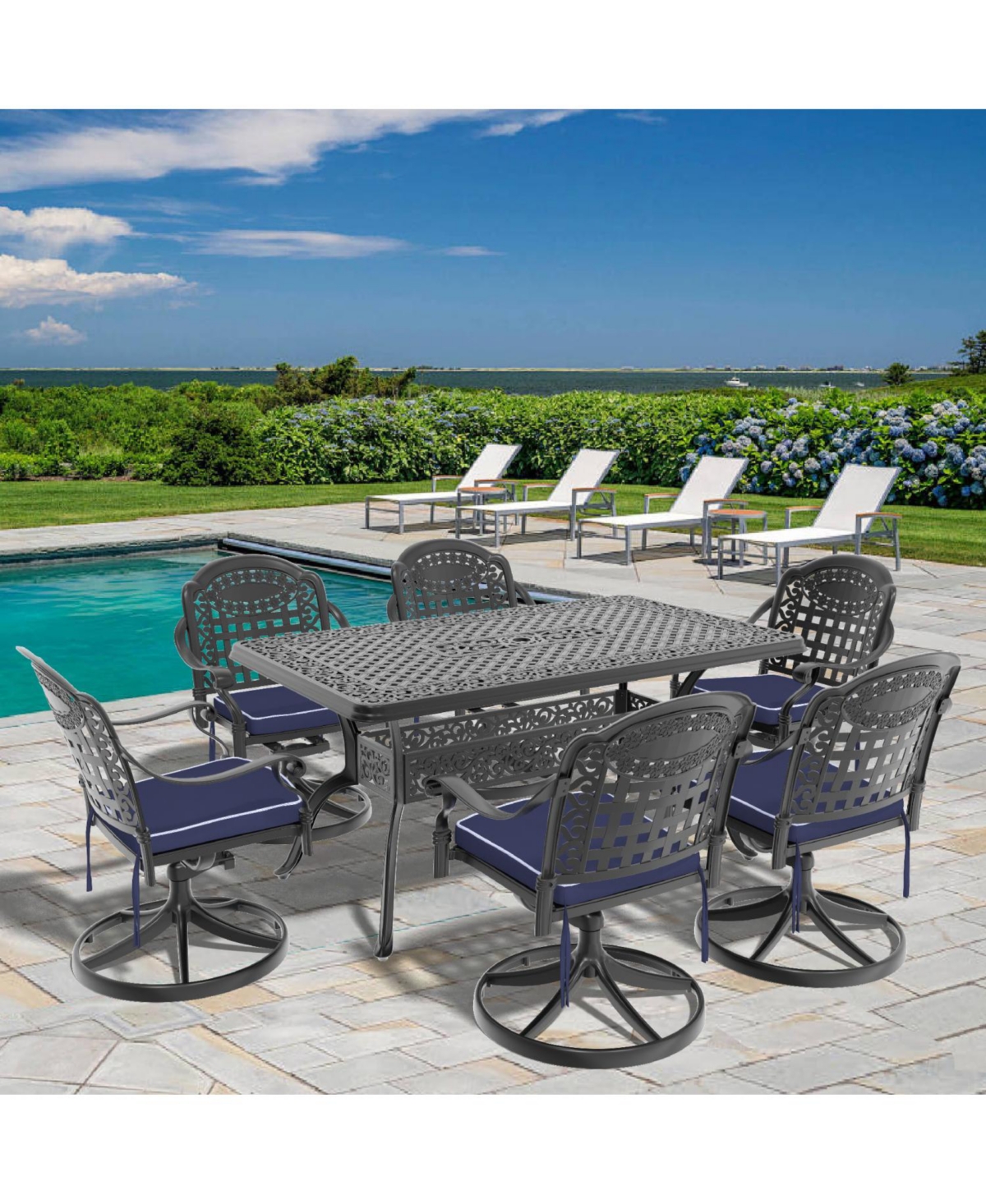 Click here for Streamdale 7-pc Cast Aluminum Dining Set  6 Swivel... prices