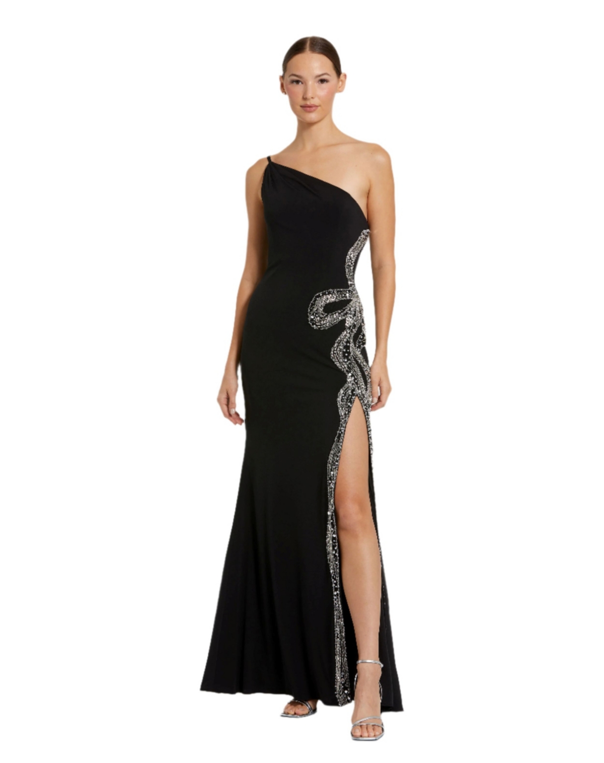 Click here for Mac Duggal Womens One Shoulder Jersey Gown With Em... prices