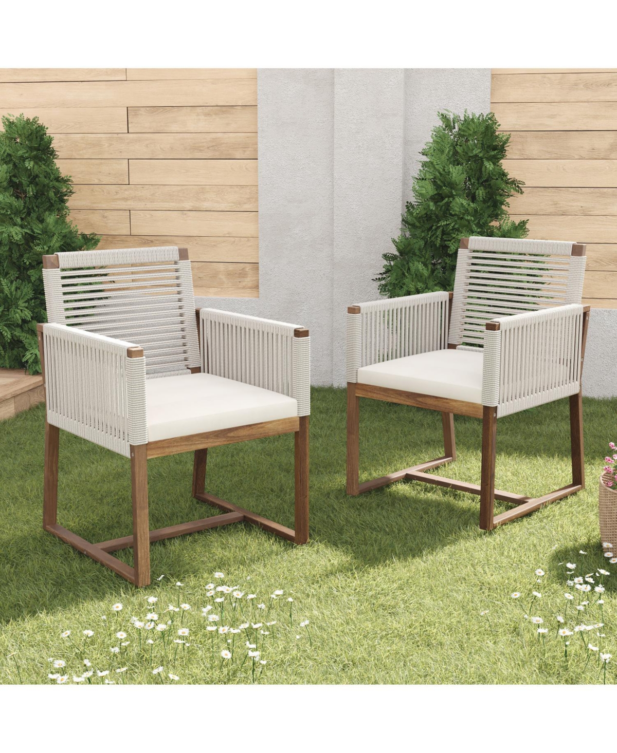 Click here for Outdoor Dining Chairs Set of 2 - White prices