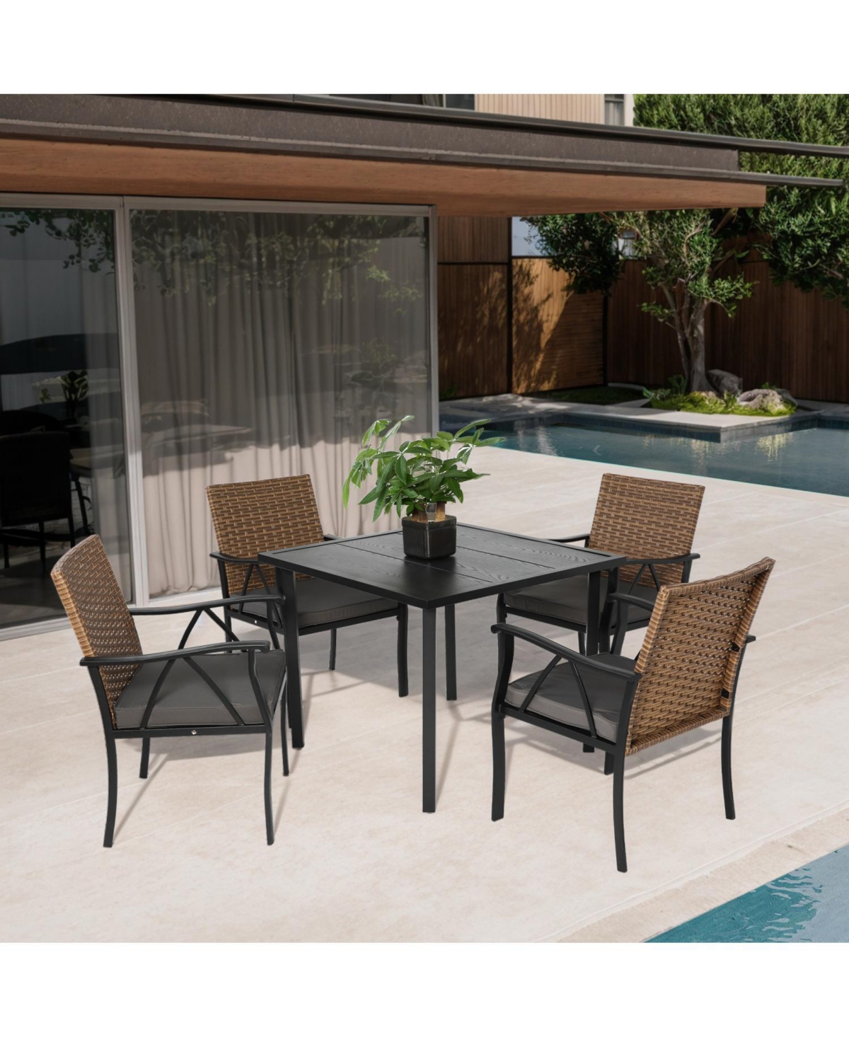 Click here for Streamdale 5-Pc Wicker Patio Dining Set  Steel Tab... prices