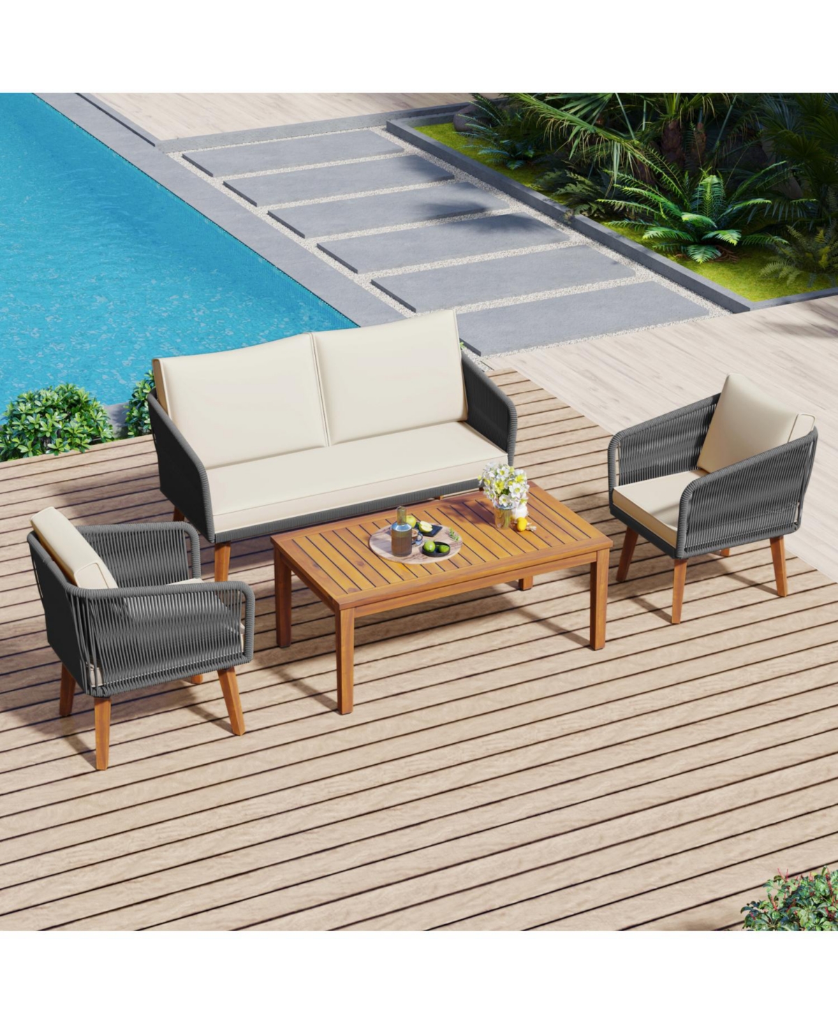 Click here for Streamdale 4-Piece Patio Furniture Set  Loveseat... prices