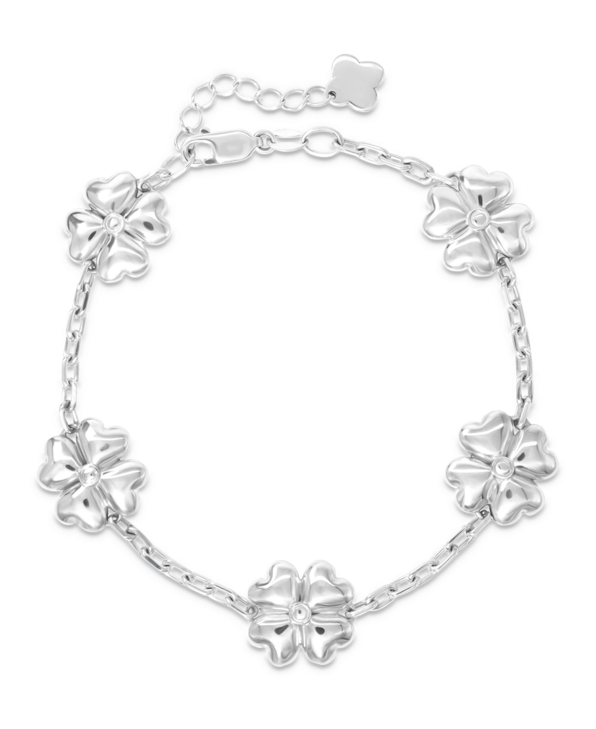 Click here for Devata Five Clover Heart Chain Bracelet in Sterlin... prices