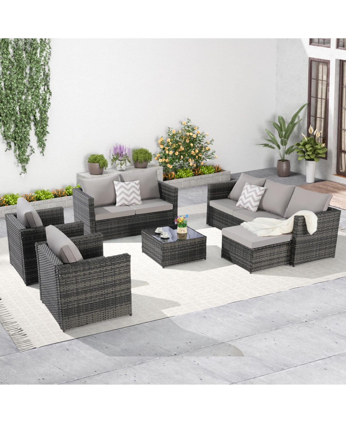 Click here for 6-Piece Outdoor Wicker Patio Conversation Set w/ C... prices