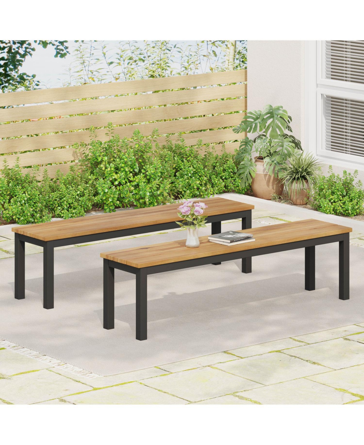 Click here for Streamdale Modern Acacia Wood & Metal Outdoor Benc... prices