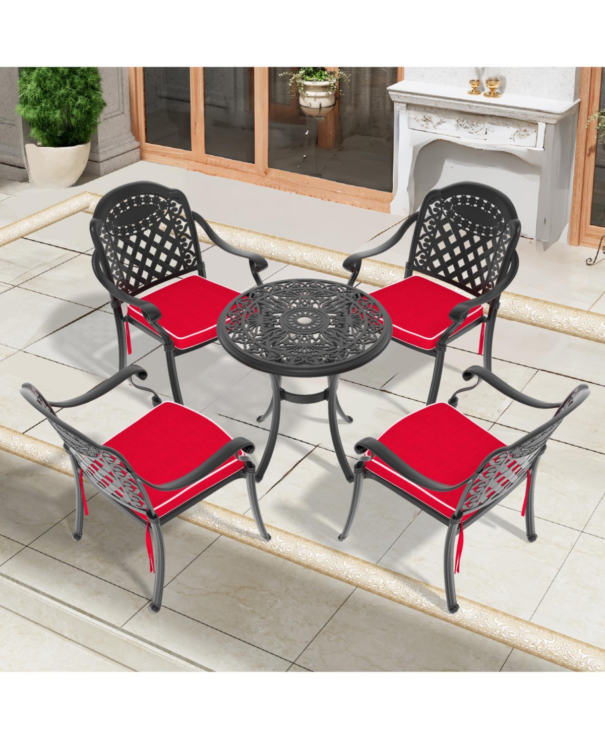 Click here for Streamdale 5-pc Cast Aluminum Patio Set  Black Fra... prices