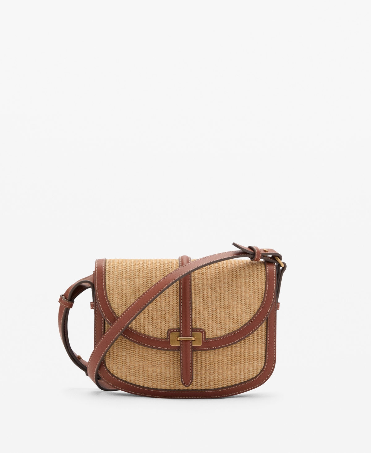 Click here for Mango Womens Contrast Canvas Crossbody Bag - Leath... prices