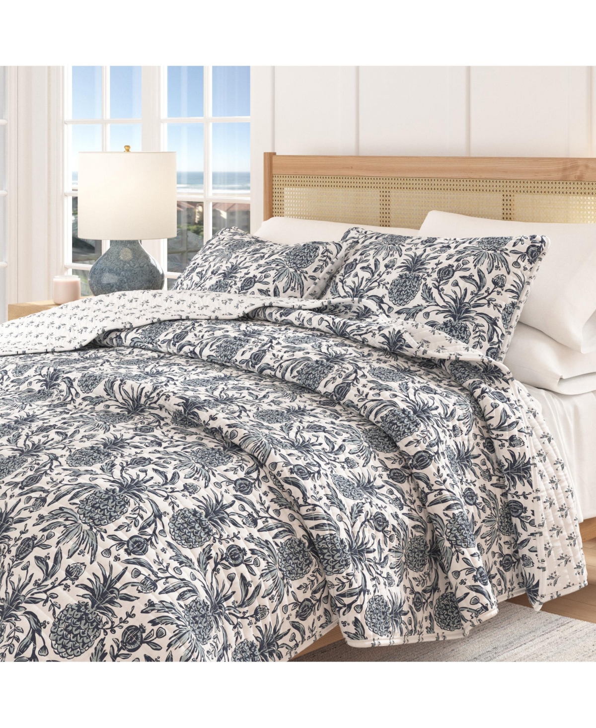 Click here for Linery & Co. Cotton Stitched Reversible Coastal Qu... prices