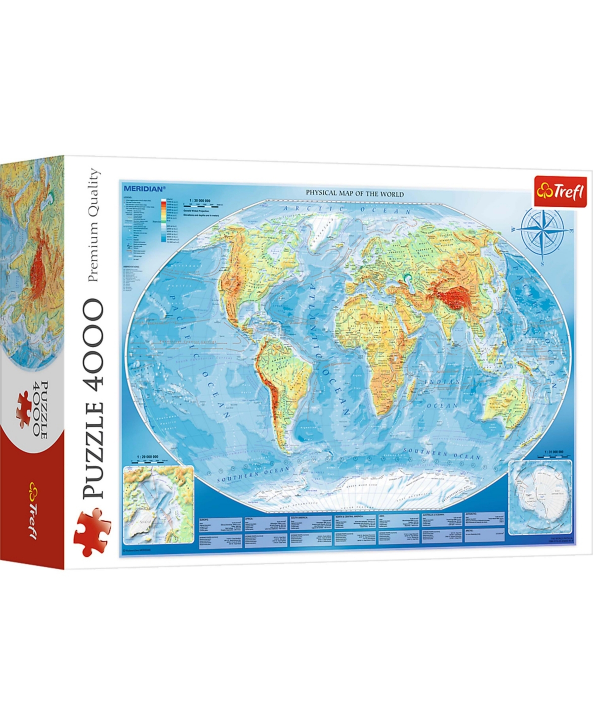 Trefl Red 4000 Piece Puzzle - Large physical map of the world / Meridian - Multi-color