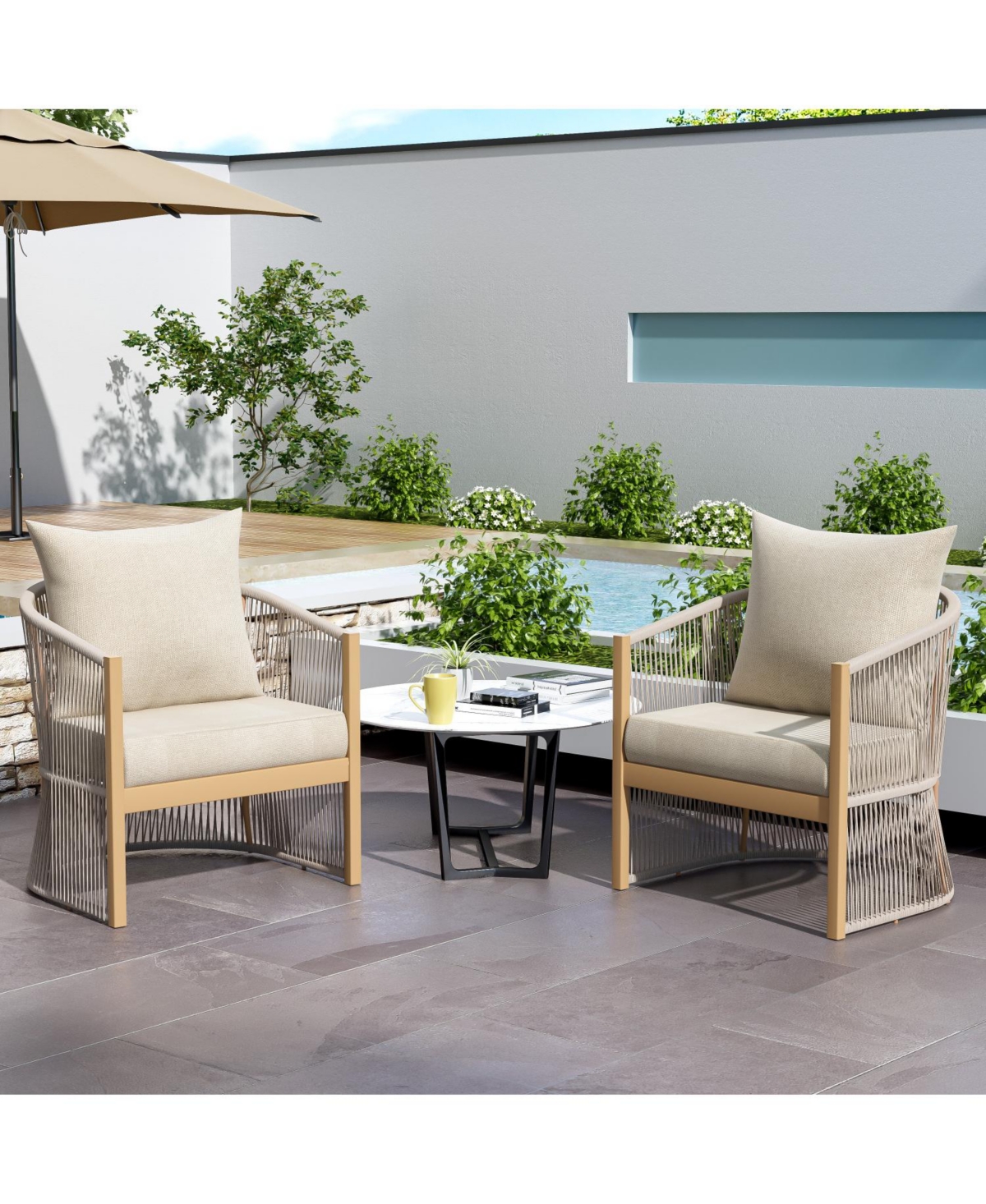 Click here for Streamdale Modern beige curved aluminum lounge cha... prices