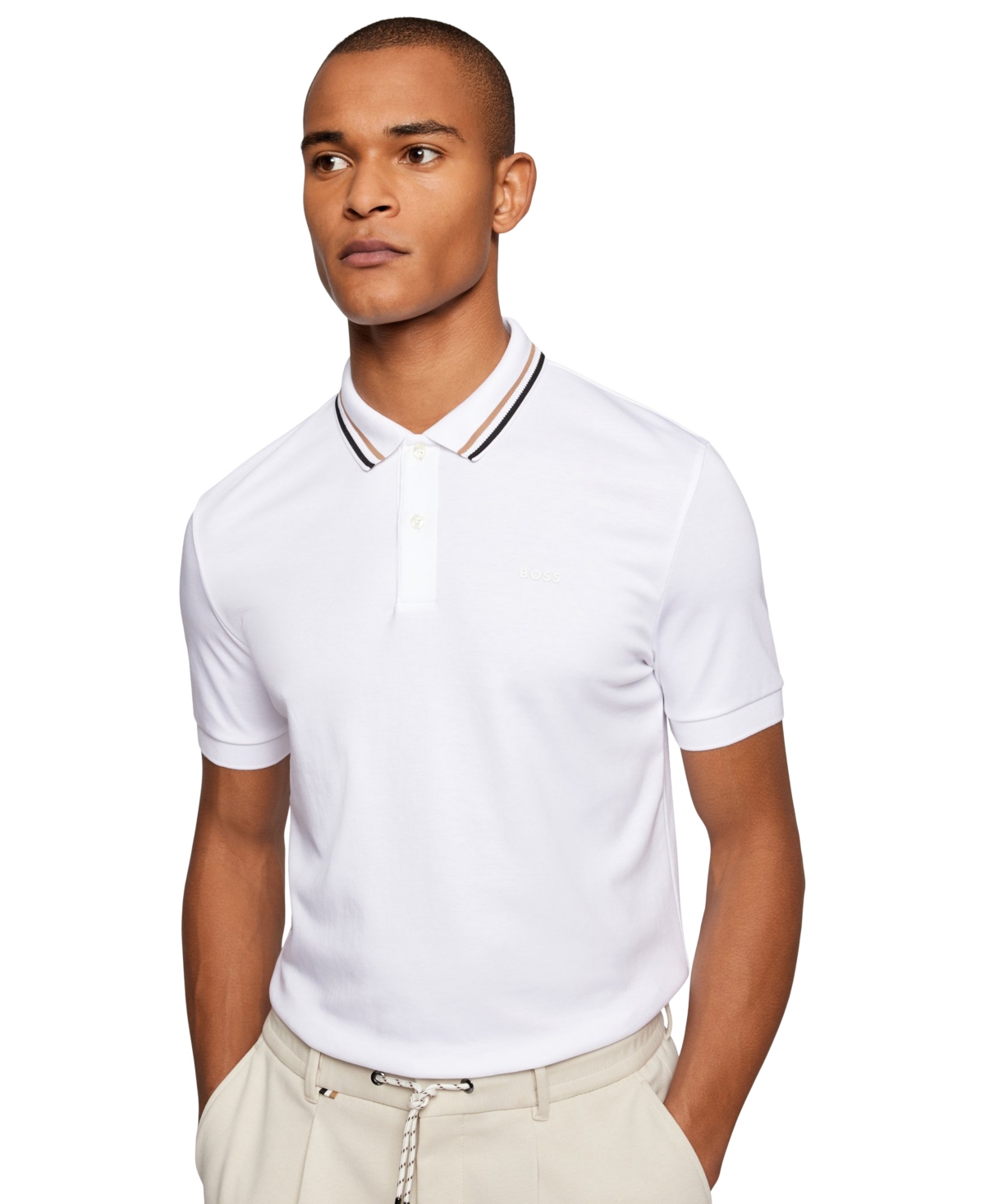 Click here for Boss by Hugo Boss Mens Slim-Fit Striped Collar Pol... prices