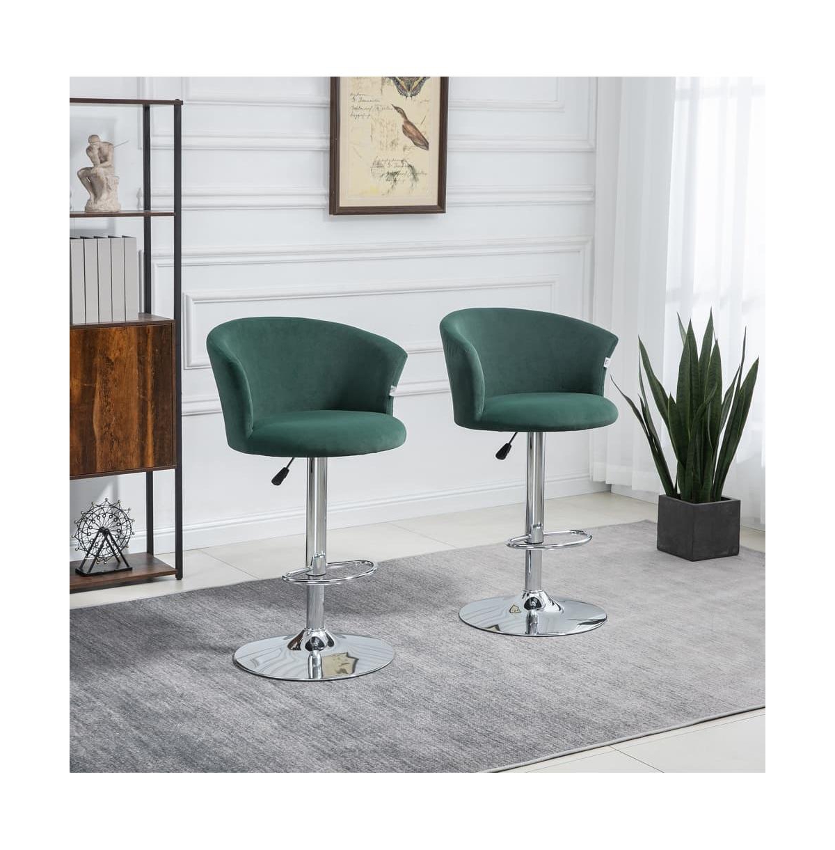Click here for Set of 2 Adjustable Velvet Bar Stools  Swivel Coun... prices