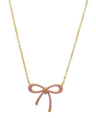 Lily Nily Girls Lab Ruby Bow Necklace in 18K Gold over Sterling Silver ...