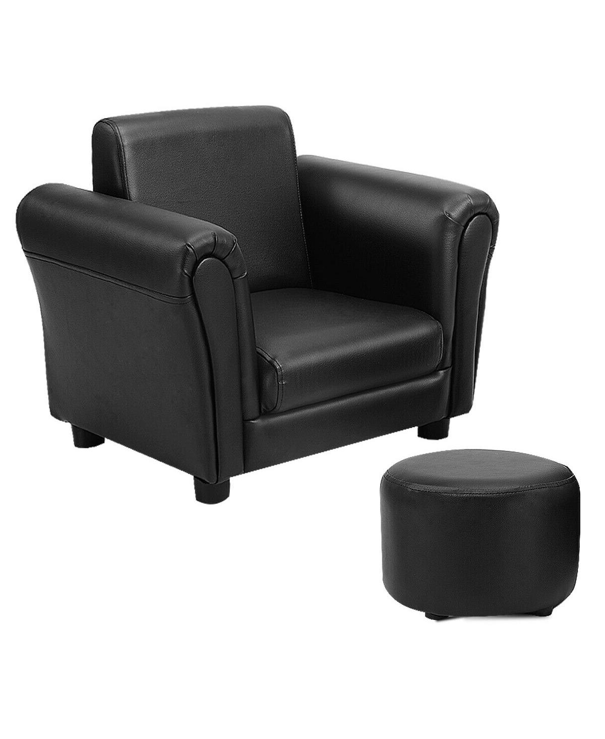 Click here for Kids Single Armrest Couch Sofa with Ottoman - Blac... prices