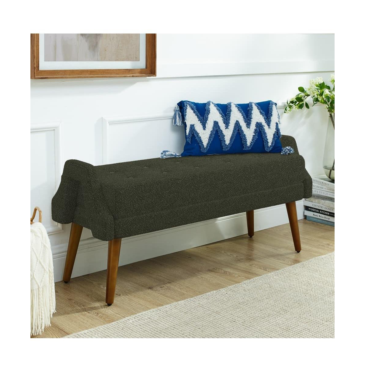 Click here for Modern Upholstered Bench with Looped Yarn Fabric a... prices