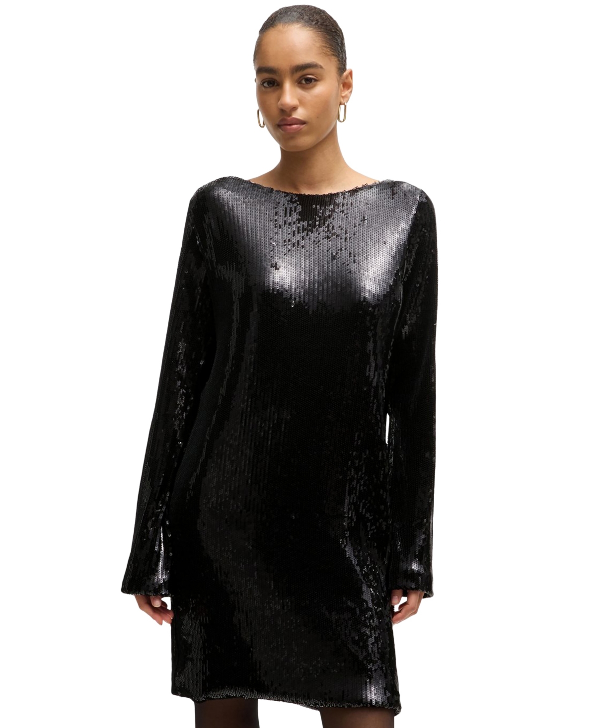 Click here for Boss by Hugo Boss Womens Long-Sleeved Sequined Dre... prices