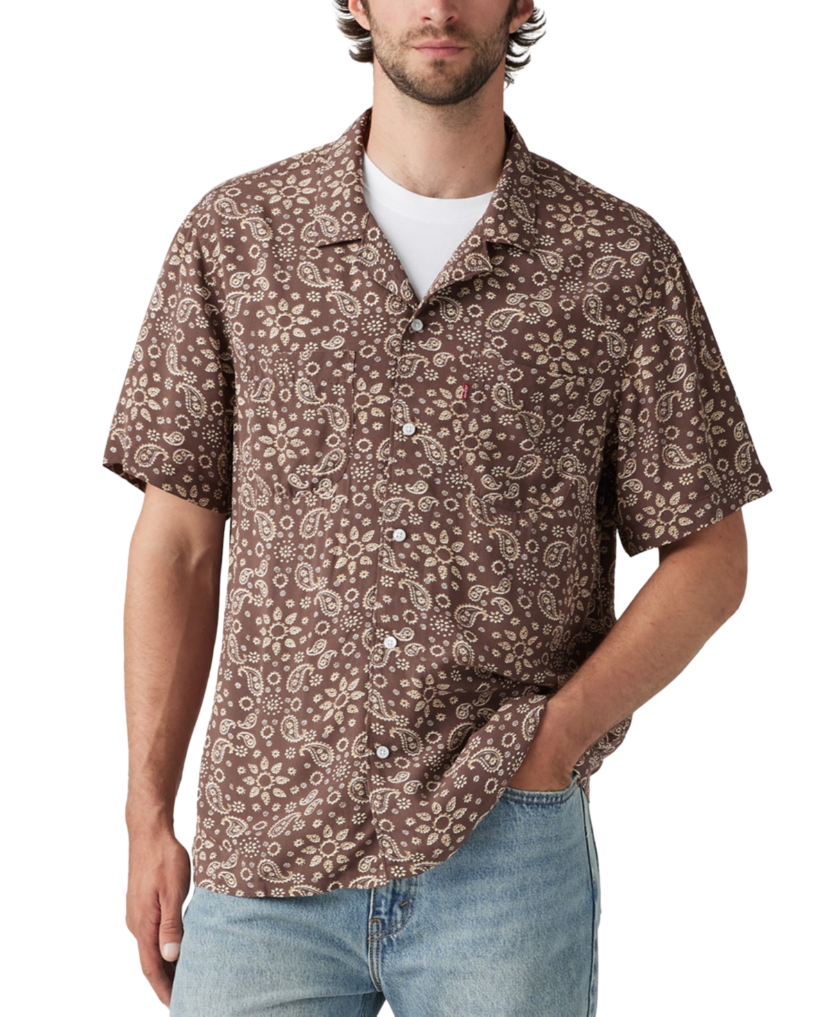 Click here for Levis Mens Relaxed-Fit Camp Collar Shirt - Shoppin... prices
