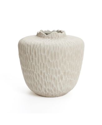 LuxenHome Beige Beehive Round 12.8-Inch Tall MgO Vase - Macy's