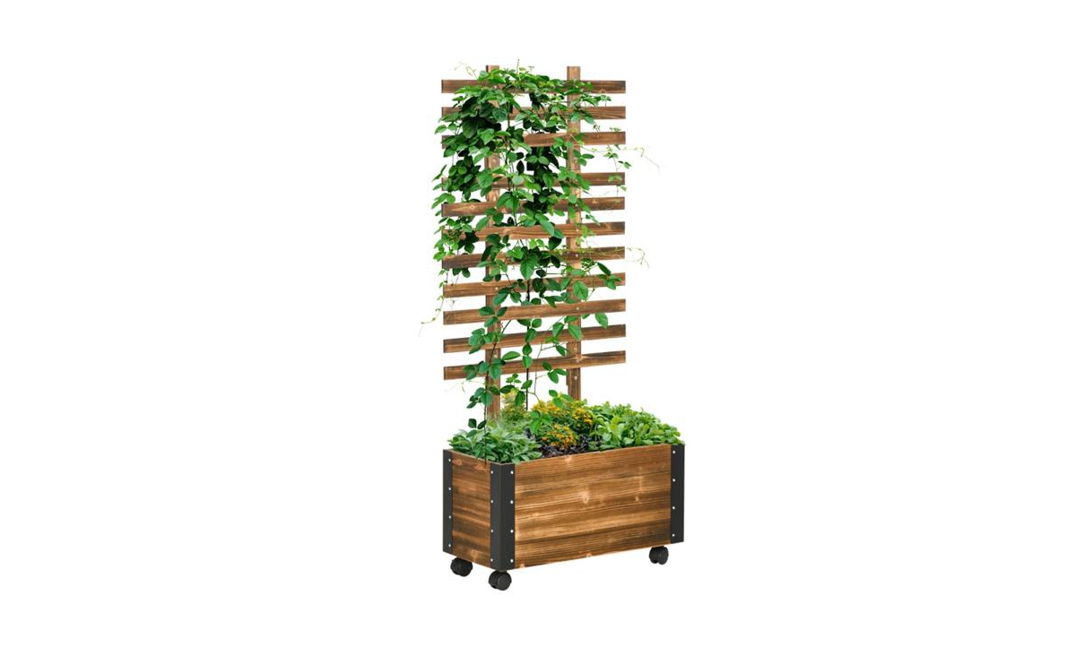 Click here for Rustic Wooden Flower Shelf with Integrated Planter... prices