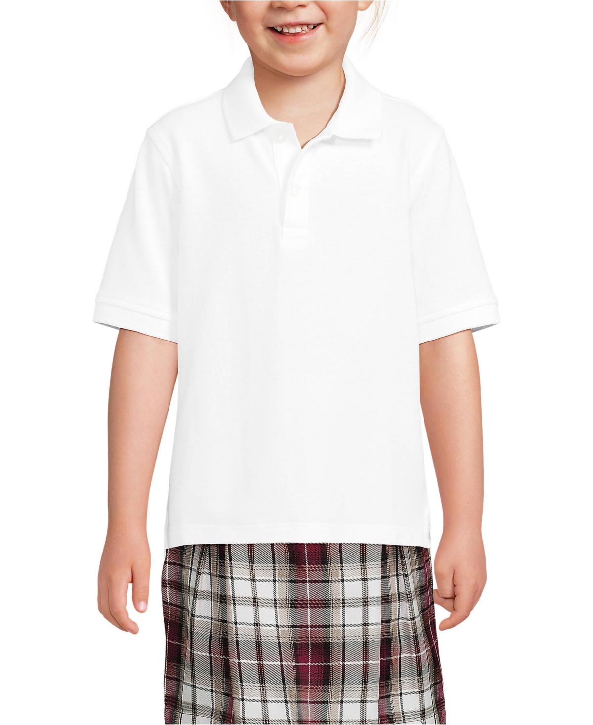Click here for Lands End Girls Short Sleeve Mesh Polo Shirt - Whi... prices