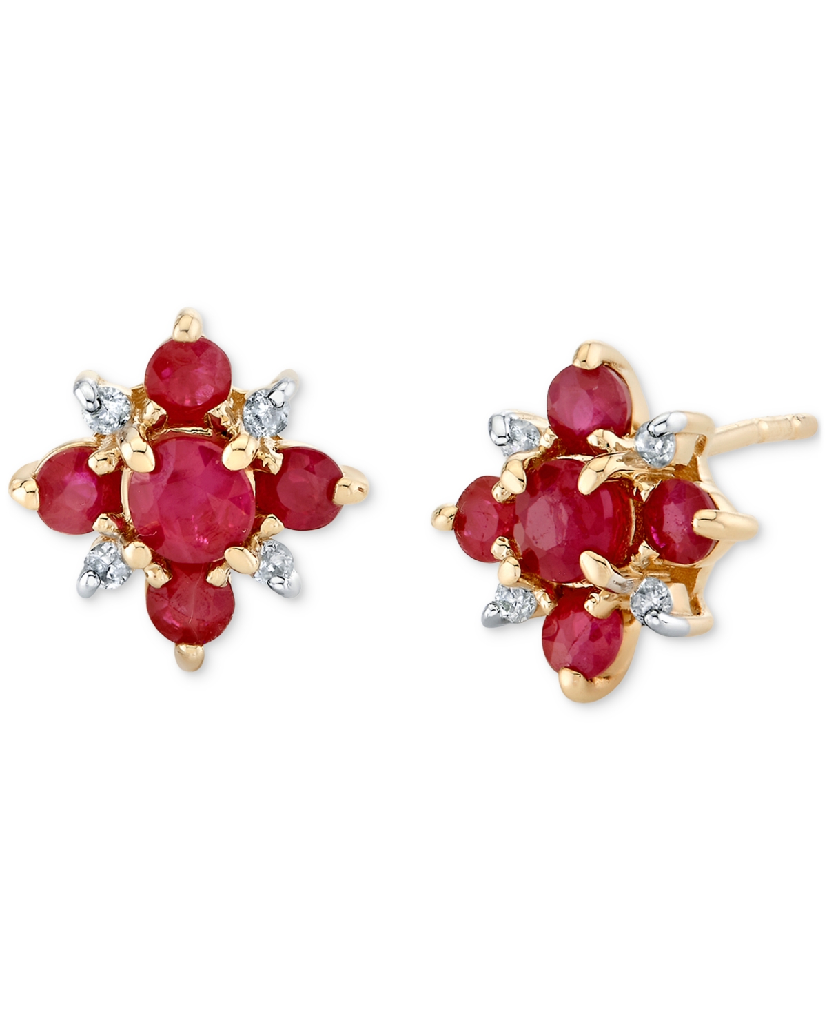 Click here for Ruby (3/4 ct. t.w.) & Diamond Accent Flower Cluste... prices