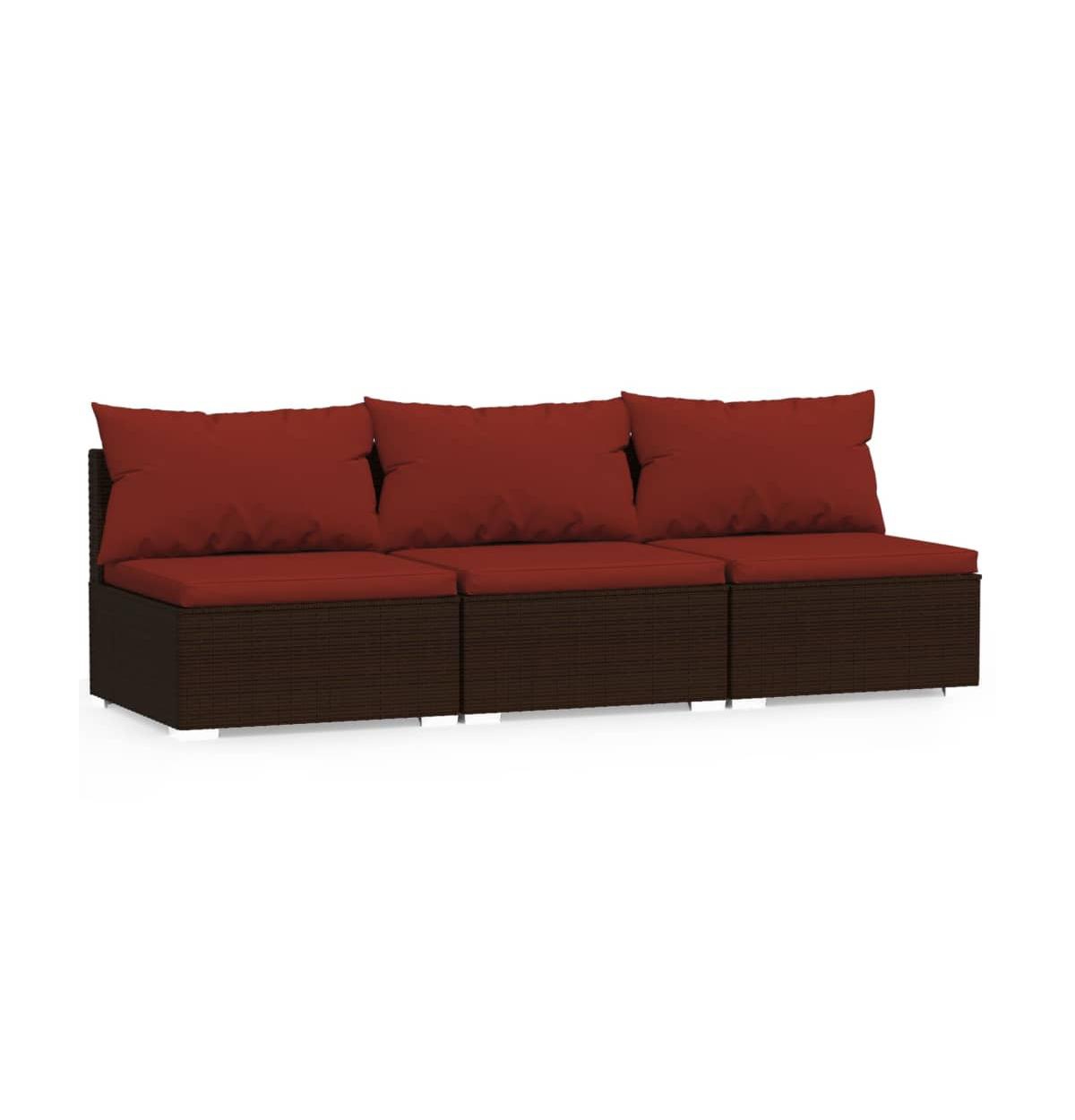 Click here for 3 Seat Patio Sofa with Cushions Brown Poly Rattan... prices