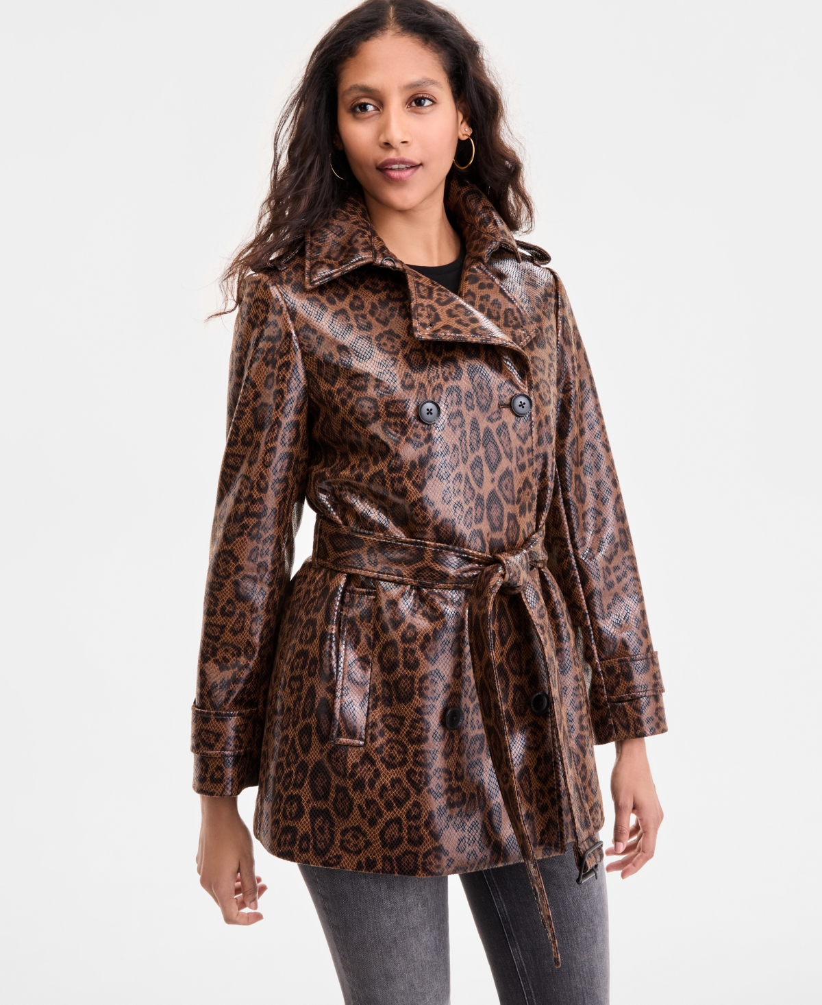 Click here for Bcbgmaxazria Womens Double-Breasted Faux-Leather B... prices