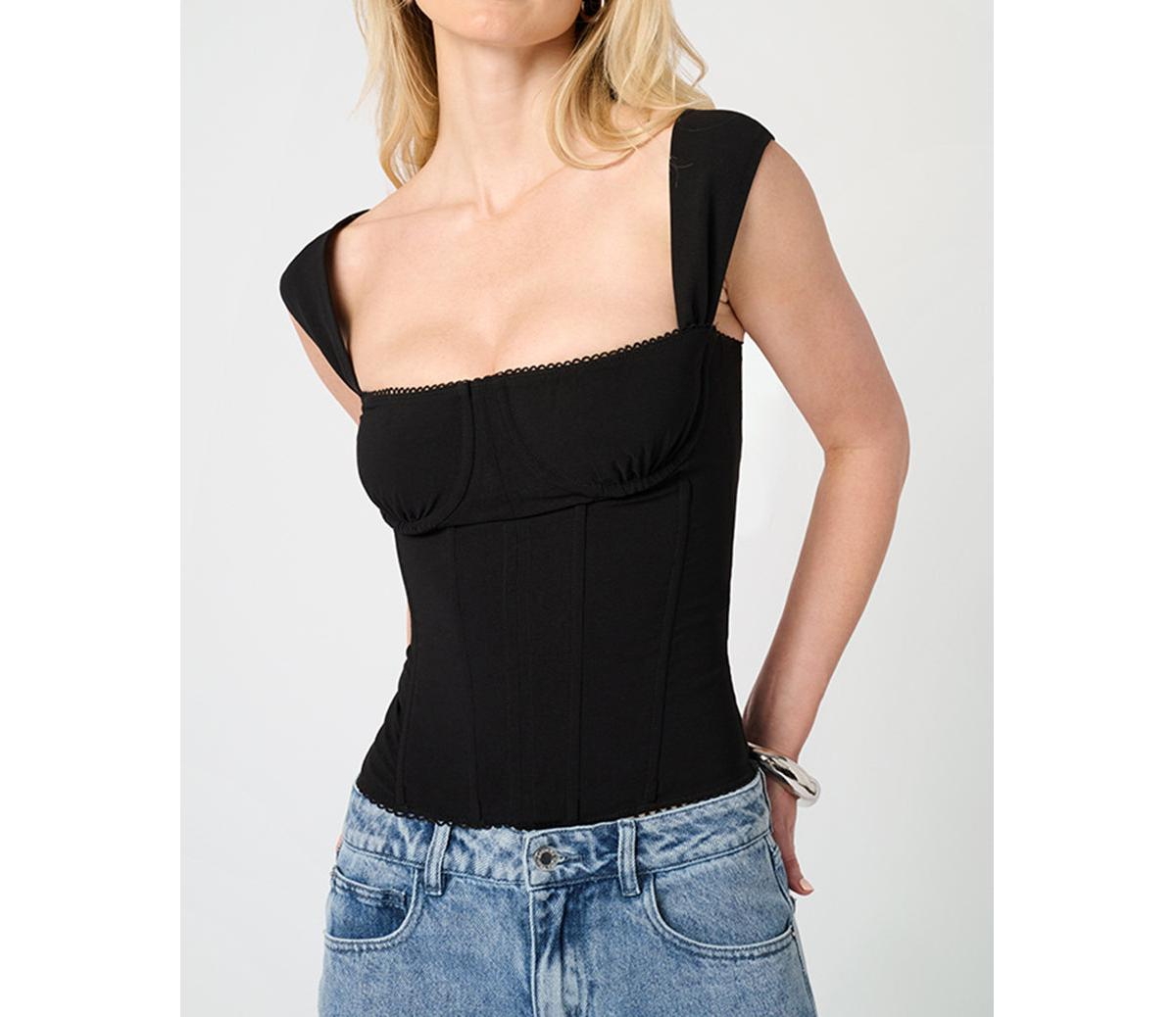 Click here for WeWoreWhat Womens Ruched Cup Corset - Black prices