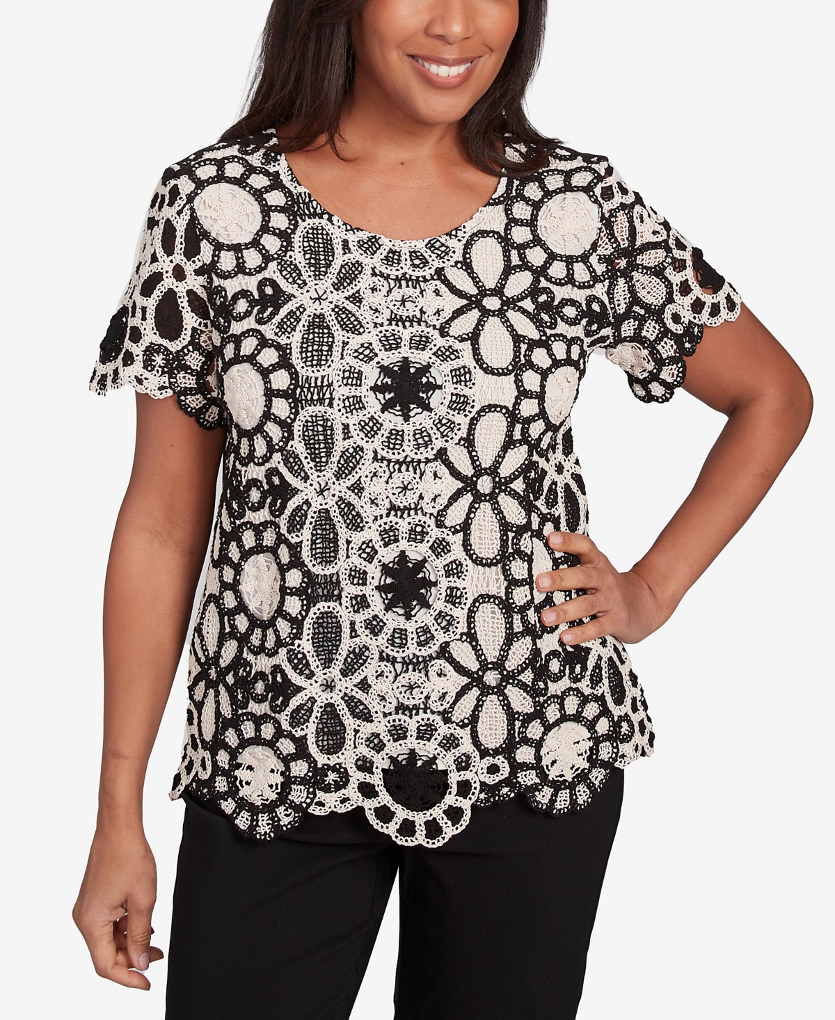 Click here for Alfred Dunner Womens Natural Instinct Crochet Flow... prices